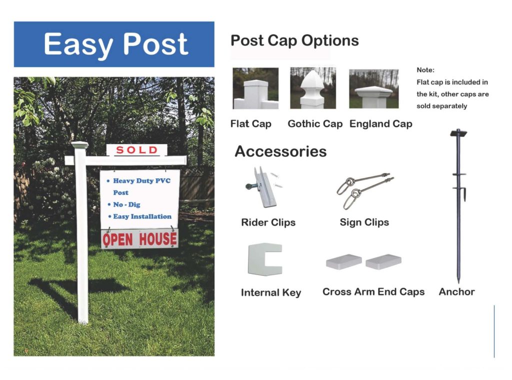Vinyl Sign Post – White 40 inches – Realty Shop