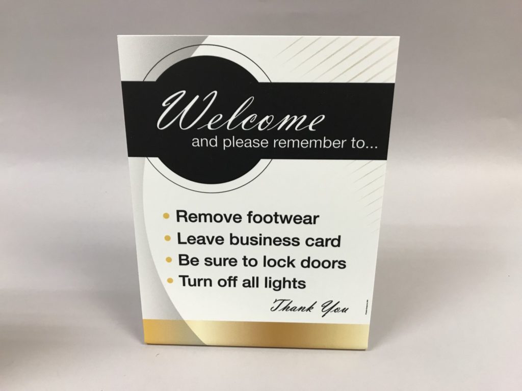 Welcome Sign – 4 Reminders – Black/White/Yellow – Realty Shop