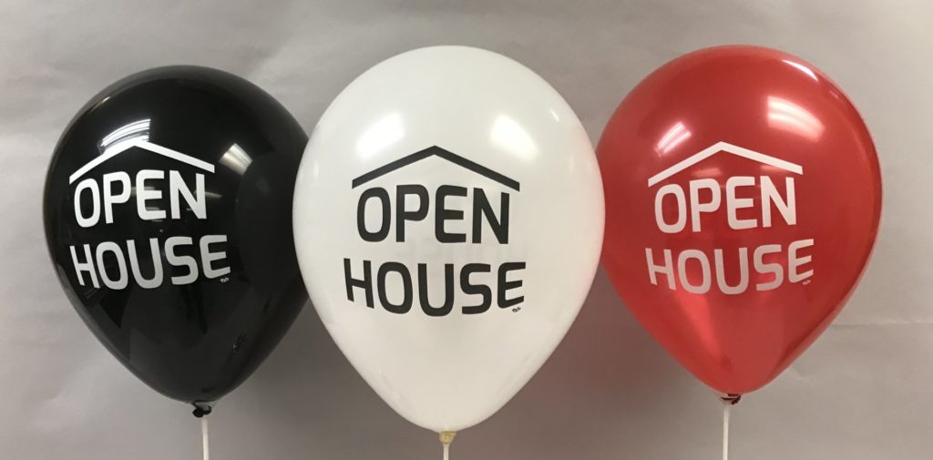 Open House Balloons – (Black, White and Red) – Realty Shop